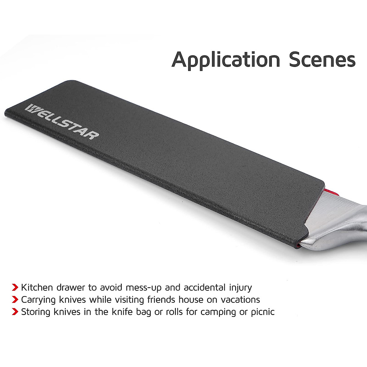 WELLSTAR Knife Edge Guards Set, 8 Piece Universal Blade Covers, BPA Free ABS Protective Blade Sheaths, Non-Scratch Felt Lining Kitchen Knives Covers (Knives not included)