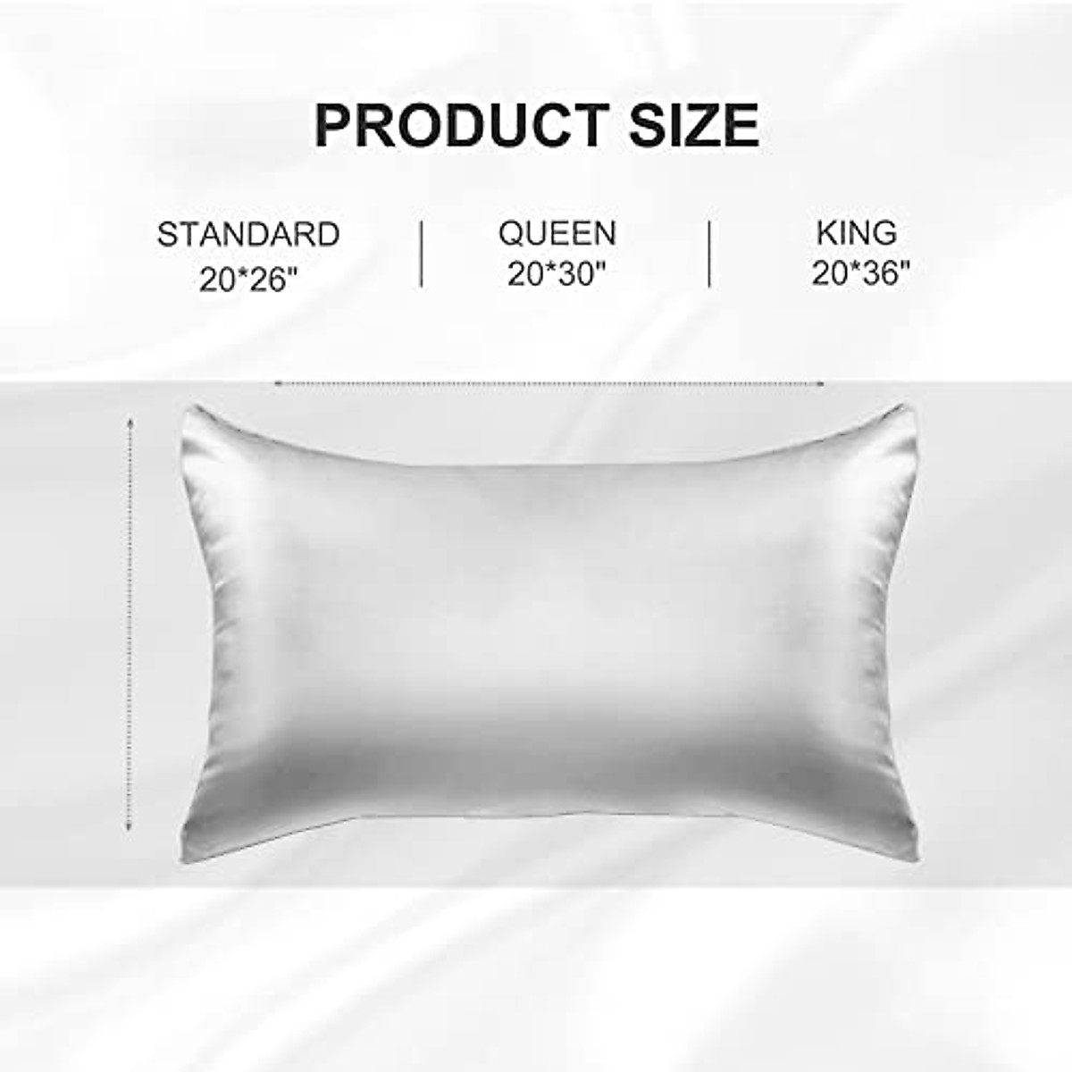 100% Mulberry Silk Pillowcase for Hair and Skin, Dafinner Standard Size Pillow Case 2 Pack with Hidden Zipper, 20x26, White