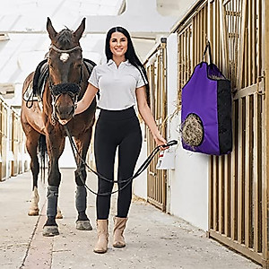 HIRQUITICKE Premium Durable Horse Slow Feed Hay Bag with Metal Snap Fastener and Heavy Adjustable Strap