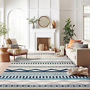 Rugshop Sky Collection Contemporary Bohemian Design Area Rug 7'10" x 10' Blue