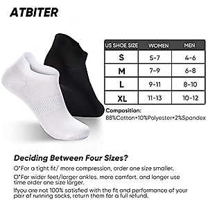 ATBITER Ankle Socks Womens and Men Thin Athletic Running Low Cut No Show Socks With Heel Tab 6/10-Pairs