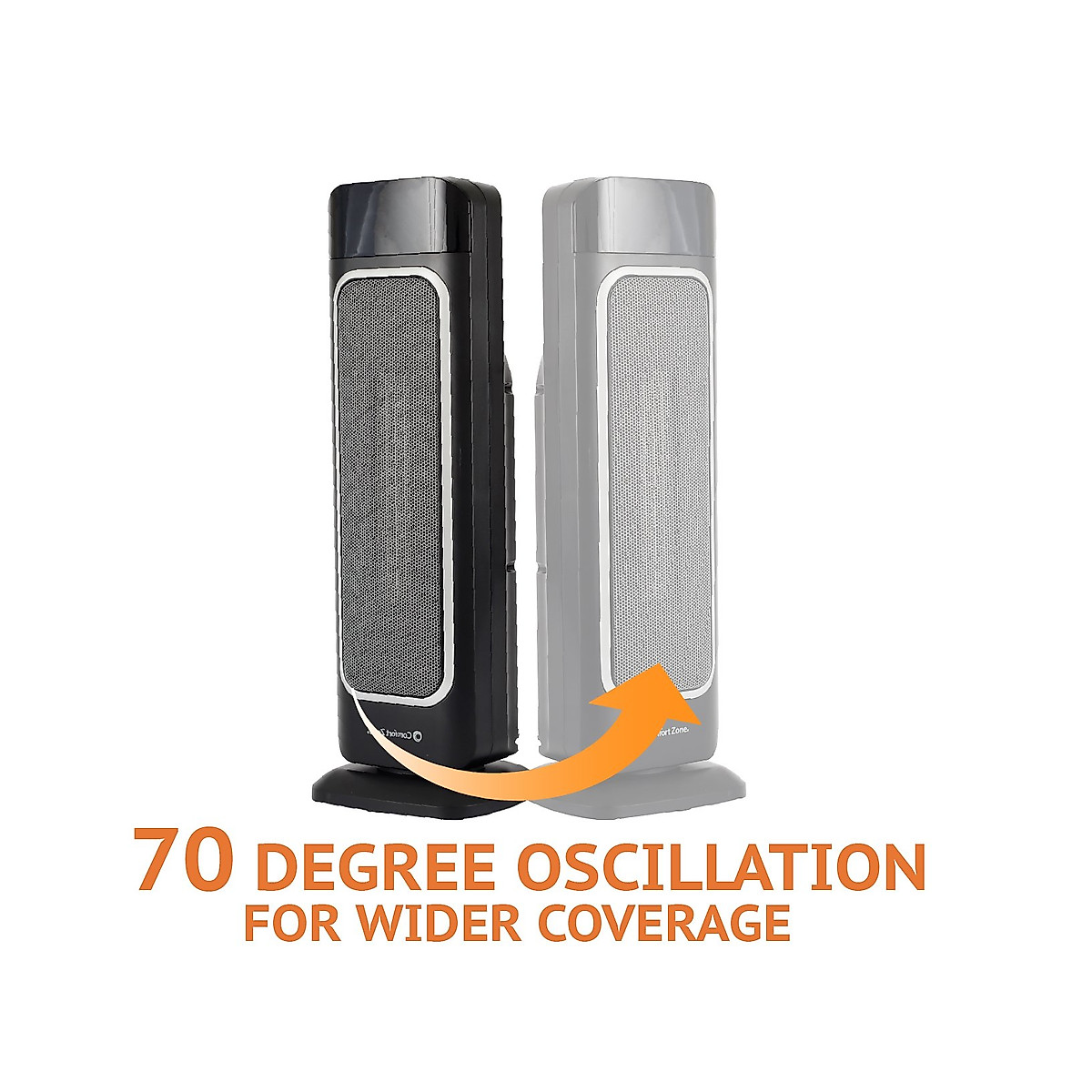 Oscillating Space Heater – Ceramic Forced Fan Heating with Stay Cool Housing - Tower with Remote Control, Digital Thermostat, Timer, Large Temperature Display and Efficient ECO Mode - by Bovado USA