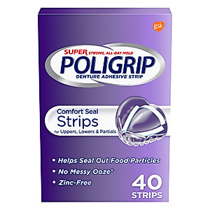 Super Poligrip Comfort Seal Denture and Partials Adhesive Strips, 40 Count (Pack of 4)