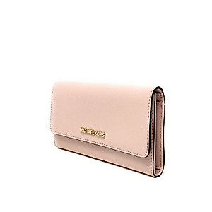 Michael Kors Women's Leather Jet Set Travel Large Trifold Wallet In Powder blush