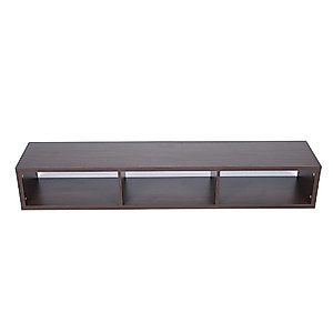 DHHU 60" Shallow, Modern Wall Mounted Floating TV Stand with 3 Open Compartments, Wooden Entertainment Center Media Console Storage Shelf, Holds up to 120 lbs, Walnut