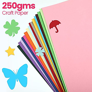 Thenshop 320 Pcs Cardstock Paper 16 Assorted Color 250gsm 8.3 x 11.6 A4 Construction Heavy Weight Thick Double Sided Printed Colored Paper for DIY Cards Making Art Scrapbooking School Party