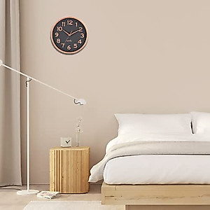 HIPPIH Wall Clock 2 Pack, 10 Inch Modern Wall Clocks Battery Operated, Non Ticking Silent Wall Clock, Simple Small Analog Wall Clock for Living Room, Bedroom, School, Office Decor (Rose Gold Black)