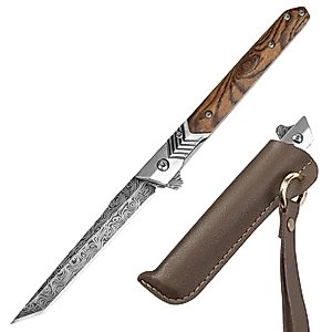 ITOKEY Pocket Knife for Men, Tanto Folding Knife with Sheath, EDC Knifes, Slim Gentleman's Knife, Cool Knives for Men Everyday Carry Outdoor