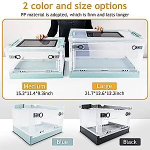 RunDuck Foldable Reptile Terrariums Kits Gecko Tank with Plant, Feeding Bowl, Carpet, Easy to Carry, Easy to Move with Wheels, Heat-Resistant Material, Suitable for Snake Tortoise Leopard Gecko