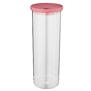 BergHOFF LEO Glass Pasta Container 4"x 11.5" 2 qt. Pink Airtight Lids Scratch-resistant Leakproof Leftover Storage
