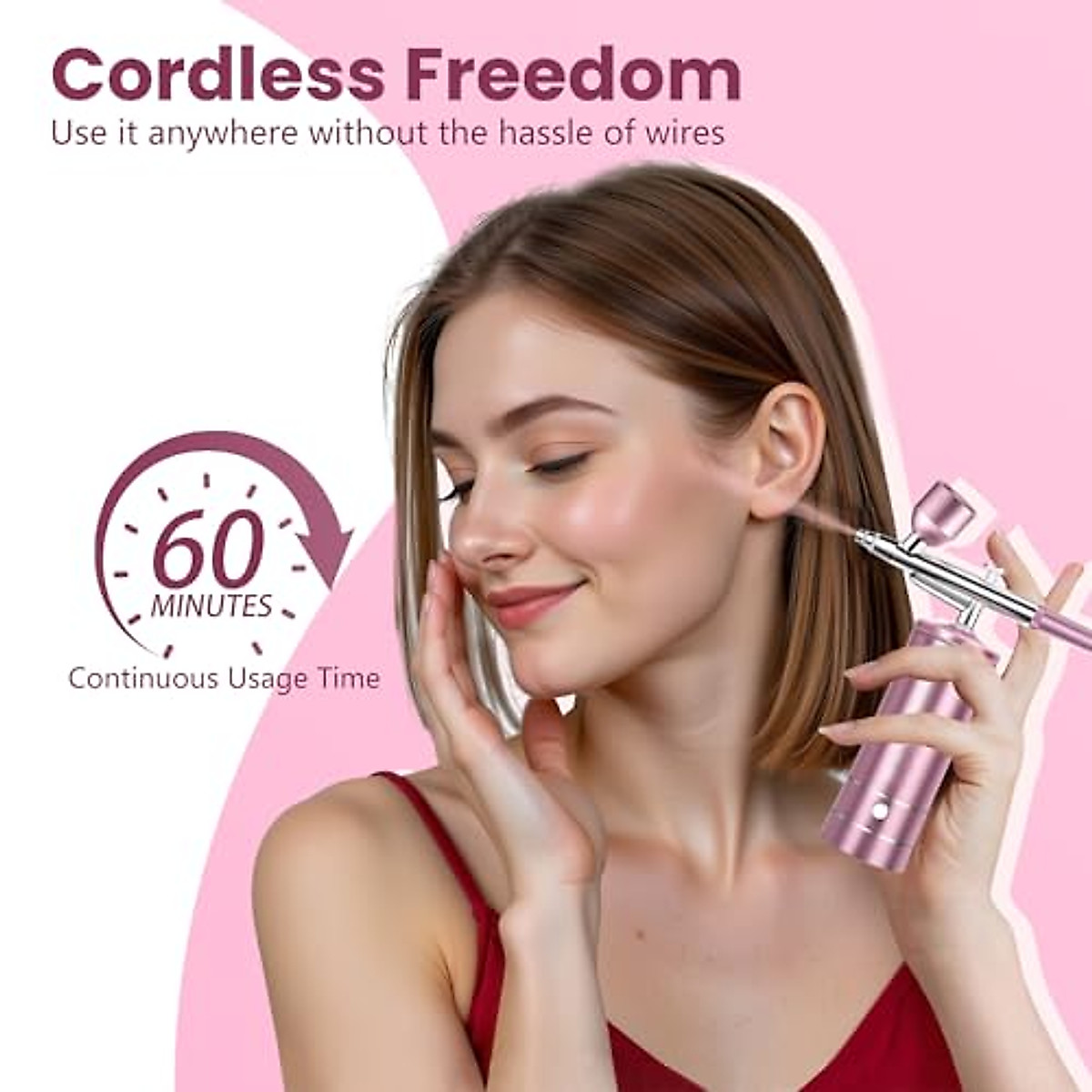 Daakro Cordless Airbrush Set - Portable Rechargeable Airbrush Kit with Compressor, Auto Handheld Air Brush Gun Sets for Makeup, Nail Art, Cake Decor, Model Painting, Barber, Tattoo