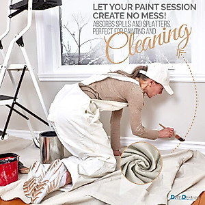 Pack of 2: All Purpose Canvas Drop Cloth Cotton Tarp 9x12 Large Canvas Tarp for Art Supplies, Drop Cloth for Painting Supplies/Paint Canvas Fabric or Couch Cover and Furniture Cover from Paint