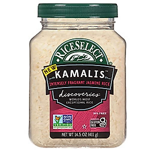 RiceSelect Discoveries Kamalis Intensely Fragrant Jasmine Rice, Gluten-Free, Non-GMO, Vegan, 14.5 Ounce Jar