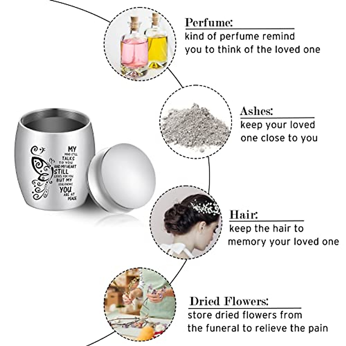 1.57 Inches Small Keepsake Urn for Human Ashes Butterfly Mini Urn Stainless Steel Ashes Holder Small Ash Urn