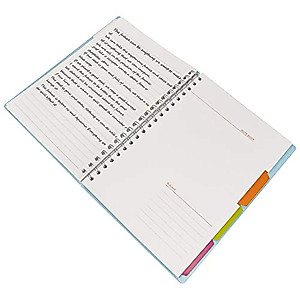 Cheerup Spiral Notebook, B5 10" x 7", 4 Subjects with Divider, 240 Pages Wide Ruled (Blue)