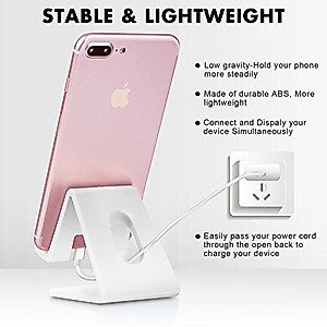COOLOO Cell Phone Stand,【2 Pack】 Tablets Stand Desktop Cradle Holder Dock for Smartphone E-Reader, Compatible Phone Xs Max X 8 7 6 6s Plus 5 5s, Charging, Universal Accessories Desk (White)