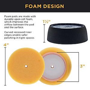 TCP Global Brand 3" Mini Buffing and Polishing Pad Kit with 4 Pads, Backing Plate, and 1/4" Drill Adapter