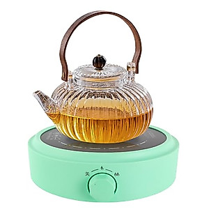 800W/110V Induction Cooktop Stove Electric Mini Stove Induction Burner Hot Plate, Portable Induction Burner Countertop Water Stove for Boiling Water, Making Tea and Coffee, Adjustable Power (green)
