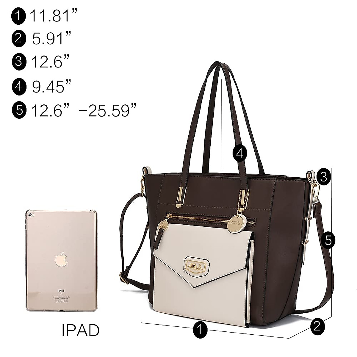 MKF Shoulder Bag for Women: PU Leather Satchel Handbag – Top Handle Tote Purse, Ladies Fashion Pocketbook Wine Blush