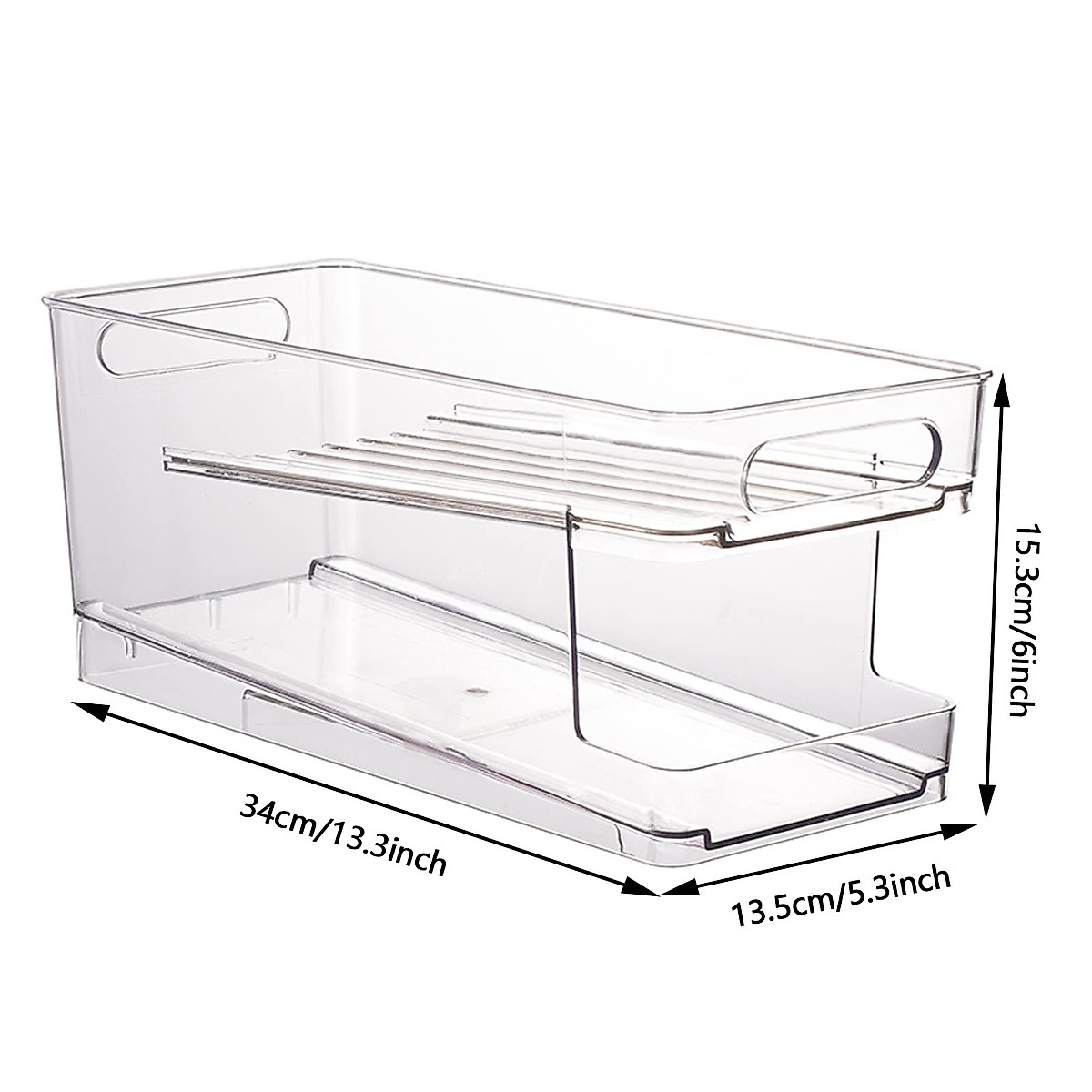 ZOAJU 2-Layer Soda Can Organizer for Refrigerator Can Dispenser Pantry Storage Rack for Freezer Countertops Cabinets Pantry, Automatic Dispensing