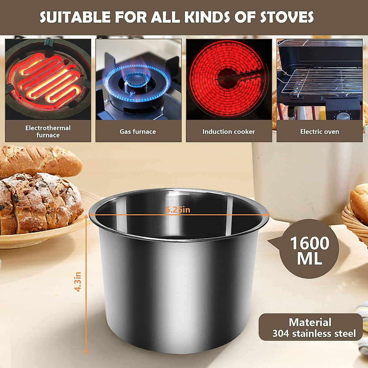 Artcome Double Boiler Melting Pot Set - 600ML/0.6QT Chocolate Melting Pot, 1600ML/1.7QT Stainless Steel Pot, Decorating Spoons, Silicone Spatula and Dipping Tool for Melting Chocolate, Candy, Soap