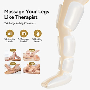 FIT KING Full Leg Massager with Heat, Air Compression Massager for Foot Calf & Thigh Muscle Relaxation and Recovery, Helpful for Pain Relief,Swelling, Edema and RLS, FSA-HSA Approved
