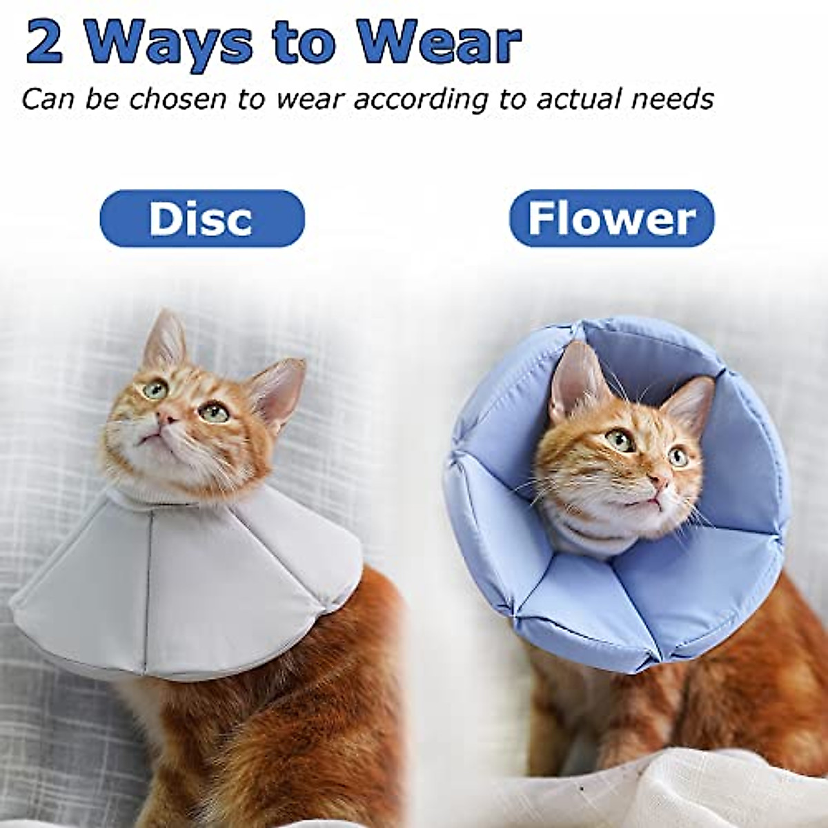 Crazy Felix Cat Cone, Cat Cone Collar to Stop Licking and Scratching, Soft Cone for Cats Alternative After Surgery, Comfortable Cat Recovery Cone with Drawstring for Cats Kitten and Puppy
