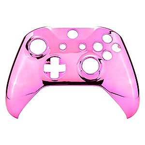 eXtremeRate Chrome Pink Edition Front Housing Shell for Xbox One Wireless Controller Model 1708, Replacement Custom Faceplate Cover for Xbox One S & Xbox One X Controller - Controller NOT Included