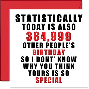 Funny Birthday Cards for Men Women - Statistics - Joke Birthday Card for Dad Mom Sister Brother Daughter Son Grandpa Grandma, 5.7 x 5.7 Inch Joke Humor 18th 21st 30th 40th 50th Greeting Cards