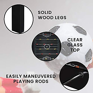 Hanover Foosball Coffee Table with Telescopic Rods and Counterbalanced Players, Black