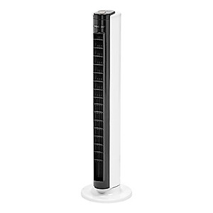 IRIS USA 31.5" WOOZOO Oscillating Tower Fan with Remote and Adjustable Vents, 3 Speed and Natural Breeze Settings Air Circulator Floor Fan, White/Black