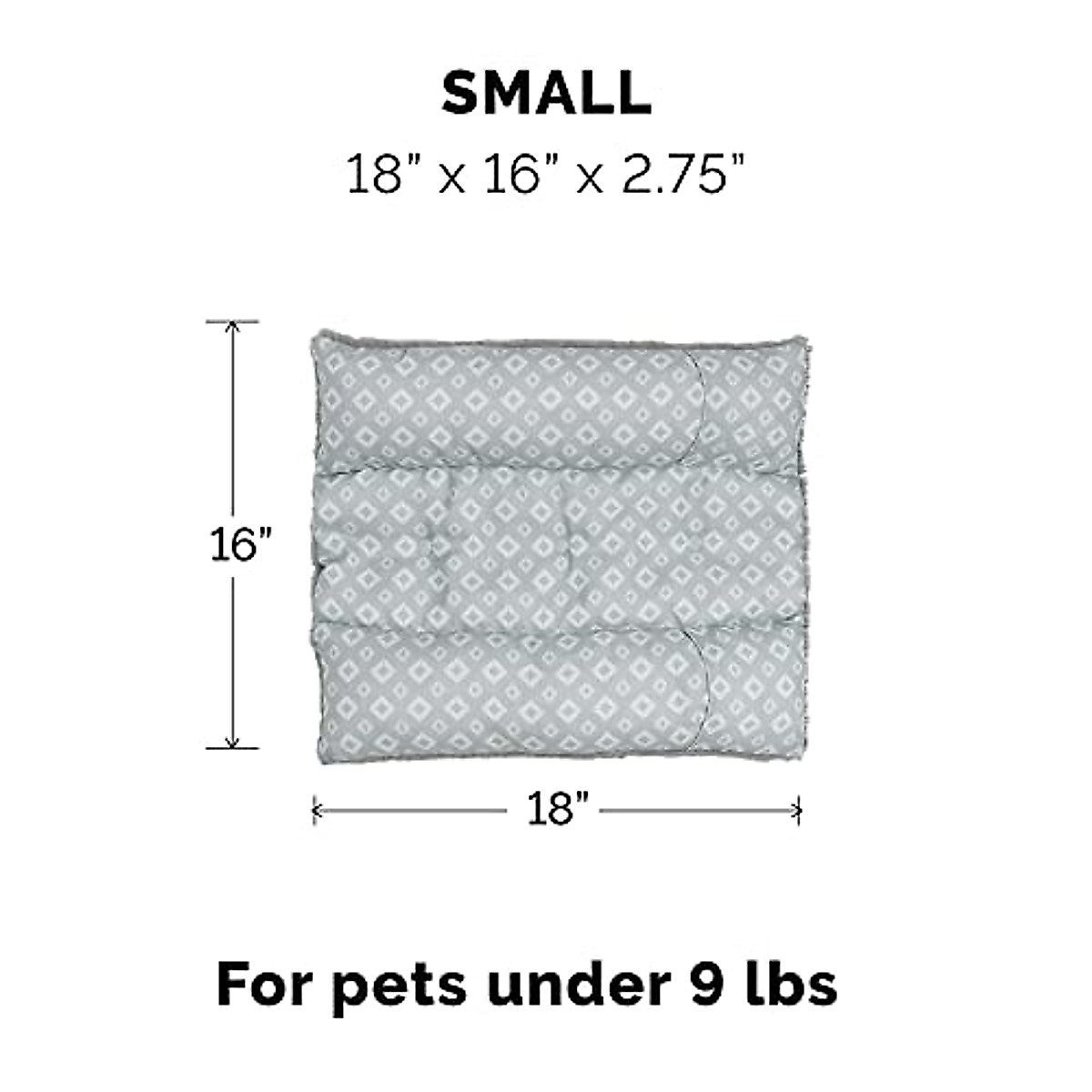 Furhaven Cat Bed for Indoor Cats, Washable w/ Removable Bolsters, For Pets Up to 9 lbs - Plush & Diamond Print Cuddle Loaf Mat - Gray, Small