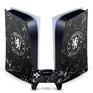Black Marble Mixed Logo Vinyl Faceplate Sticker Gaming Skin Case Cover Compatible with Sony Playstation 5 PS5 Digital Edition Console and DualSense Controller