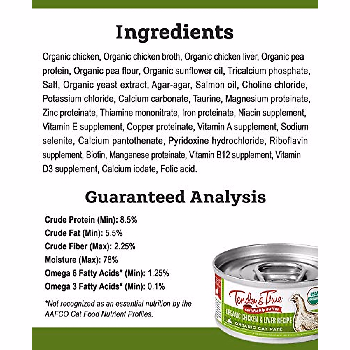 Tender & True Organic Chicken & Liver Recipe Canned Cat Food, 5.5 oz, Case of 24