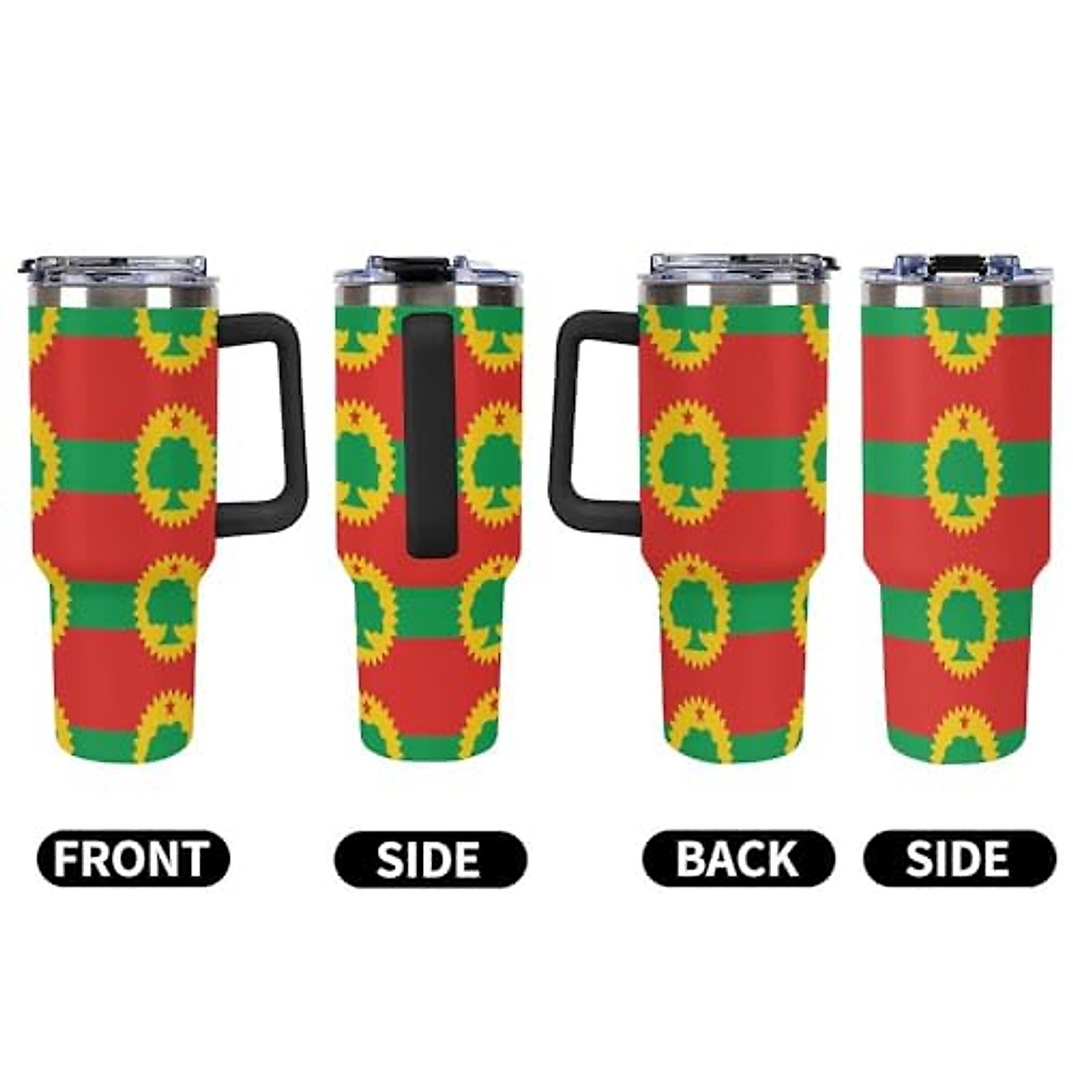 Flag of The Oromo Liberation Front Insulated Tumblers with Handle Stainless Steel Coffee Mug Funny Travel Cup with Lid Straw 40oz