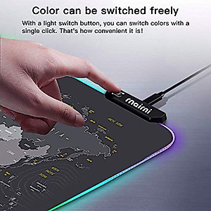 Extended RGB Mouse Pad Mat, rnairni Large Office Table Desk Mat Gaming Lighting Led Mousepad for PC Computer Keyboard Waterproof Anti-Slip Ultra Thin 4mm - 31.5'' x 15.7' (World Map)