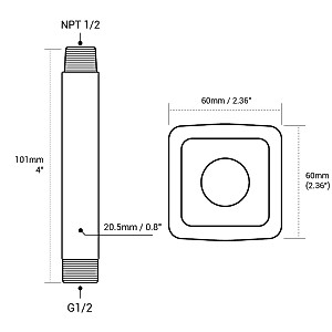 Black Shower Arm with Flange 4 Inches Stainless Steel Ceiling Mounted Extender Arm for Rainfall Shower Head, Matte Black