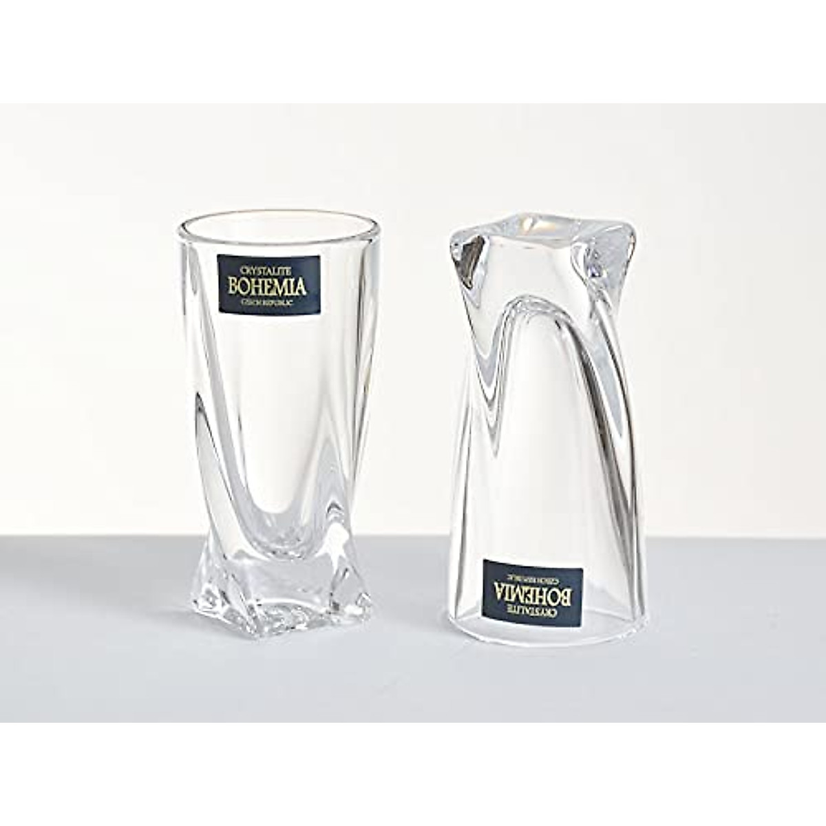 Czech Bohemian Crystal Glass Set of 6 Shot Glasses 1.7oz/50ml. Old Fashioned Style Elegant ''Quadro'' Design Tequila Scotch Bourbon Vodka Holiday Gift Birthday Wedding Housewarming Anniversary