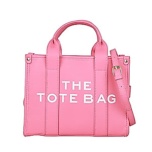 JQAliMOVV Tote Bag for Women, Trendy Leather Tote Bag Small Personalized Top Handle Crossbody Handbags for Work Travel (Rose Red)
