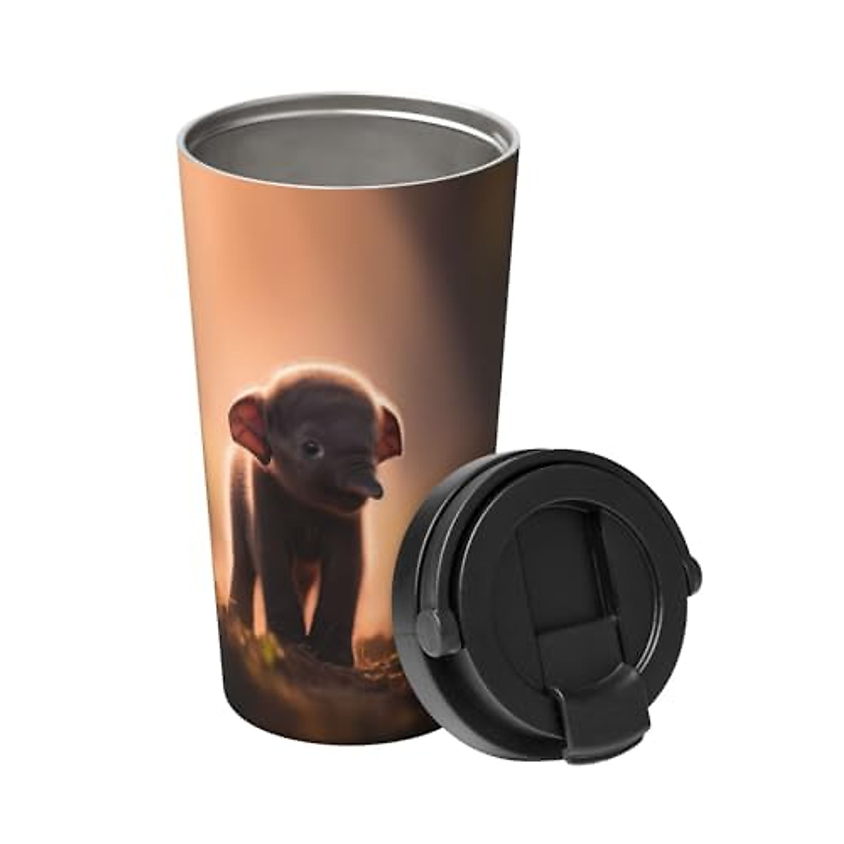 WANGXUEE African Elephant Print 500ml Stainless Steel Travel Tumbler Double Wall Vacuum Insulated Coffee Mug