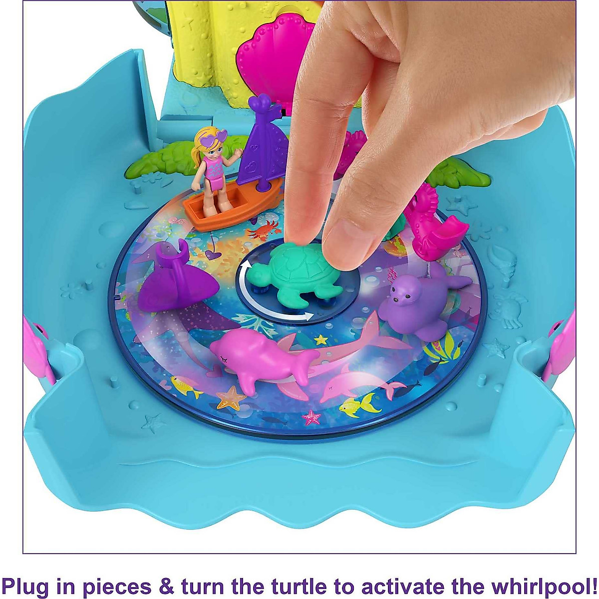 Polly Pocket Bubble Aquarium Playset with Polly & Mermaid Micro Dolls, 2 Bubble-Making Features, Bubble Solution & 18 Accessories, Pop & Swap Pieces