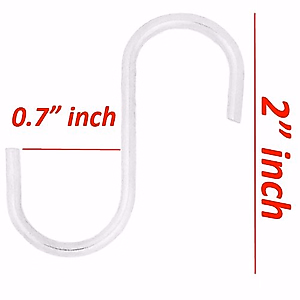 Wideskall 2" inch Zinc Plated Steel S Shaped Type Utility Hooks Hanging Hooks Chrome (Pack of 60)