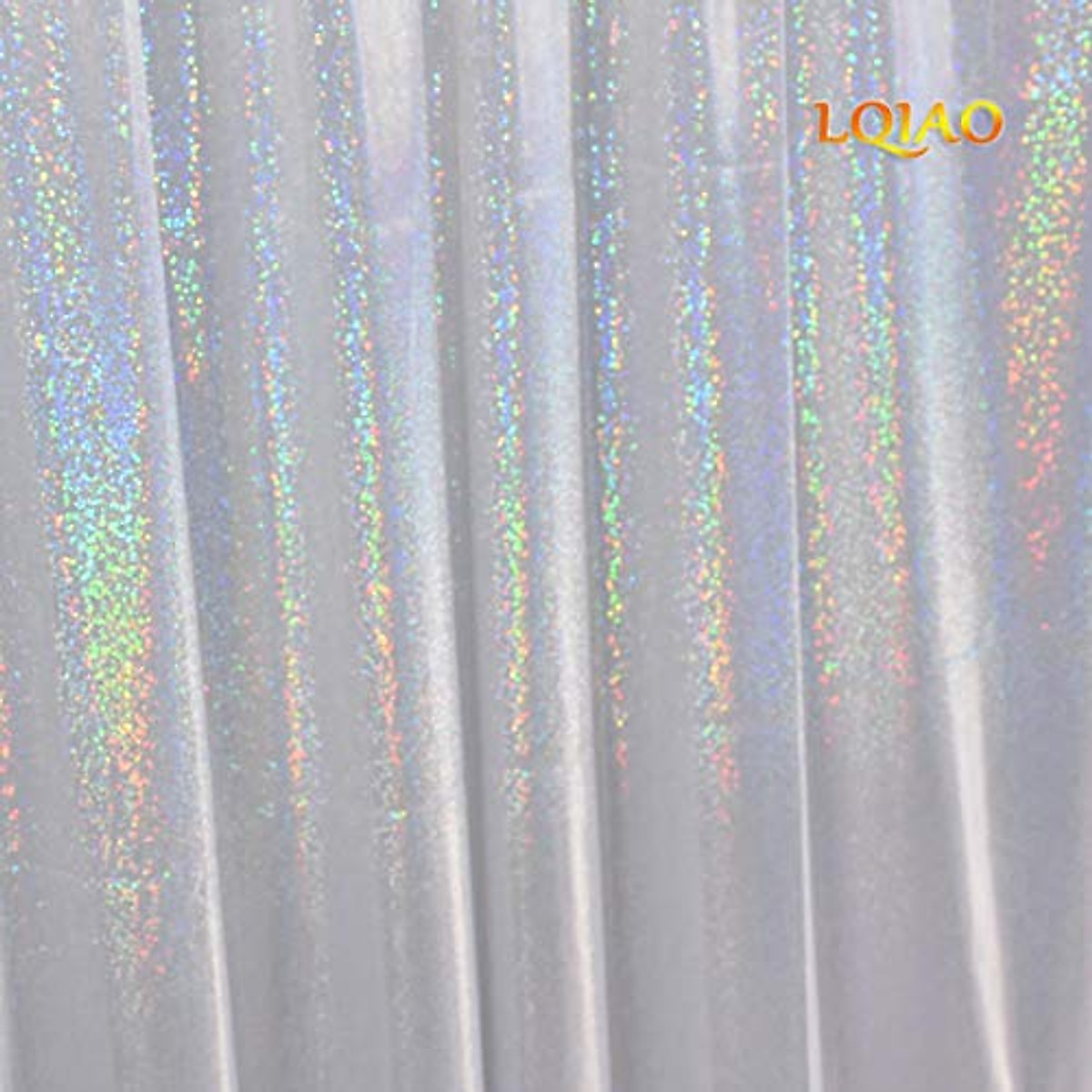 LQIAO Bling Laser 5x7ft Silver Backdrop Holographic Fabric Background Shimmer Photography Booth Photo Background Props Curtain/Backdrop Makeup Vides Shooting Bling Teenage Heart