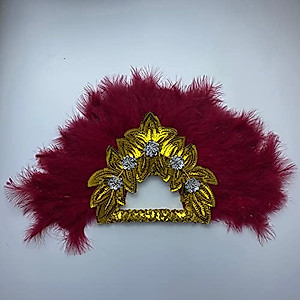 Msbfea Big Size Evantaille Mariage Africain Feather Fan Ladies Wedding Red Color Turkey Feather Fan for Bride Feather Nigerian - 32cmx55cm Color 125