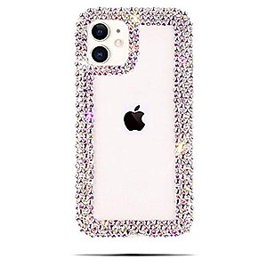 Bonitec Jesiya for iPhone 11 Case 3D Glitter Sparkle Bling Case Luxury Shiny Crystal Rhinestone Diamond Bumper Clear Protective Case Cover Clear for Women
