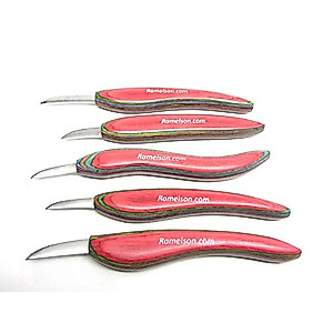 UJ Ramelson 5pc Chip Wood Carving Knife Whittling Caricature Leather Tool Roll