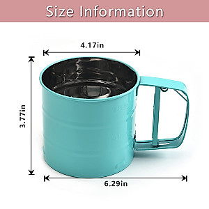 Cenbee Flour sieve stainless steel material manufacturing,Coffee Sieve Cup,Semi Automatic 2 Cup Sifter for Baking | Fine Mesh Pastry Sieve Cup(BLUE)