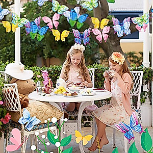 Gueevin 60 Pcs 50 ft Butterfly Garland Butterfly Banner Butterfly Party Decorations Tea Party Decoration for Tea Party Fairy Party Butterfly Party Wedding Baby Shower