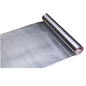 GLOW4U Peel and Stick Brushed Stainless Steel Contact Paper Self Adhesive Vinyl Film Shelf Liner for Covering Backsplash Oven Dishwasher Pantry Appliances (24 x 117, Silver)