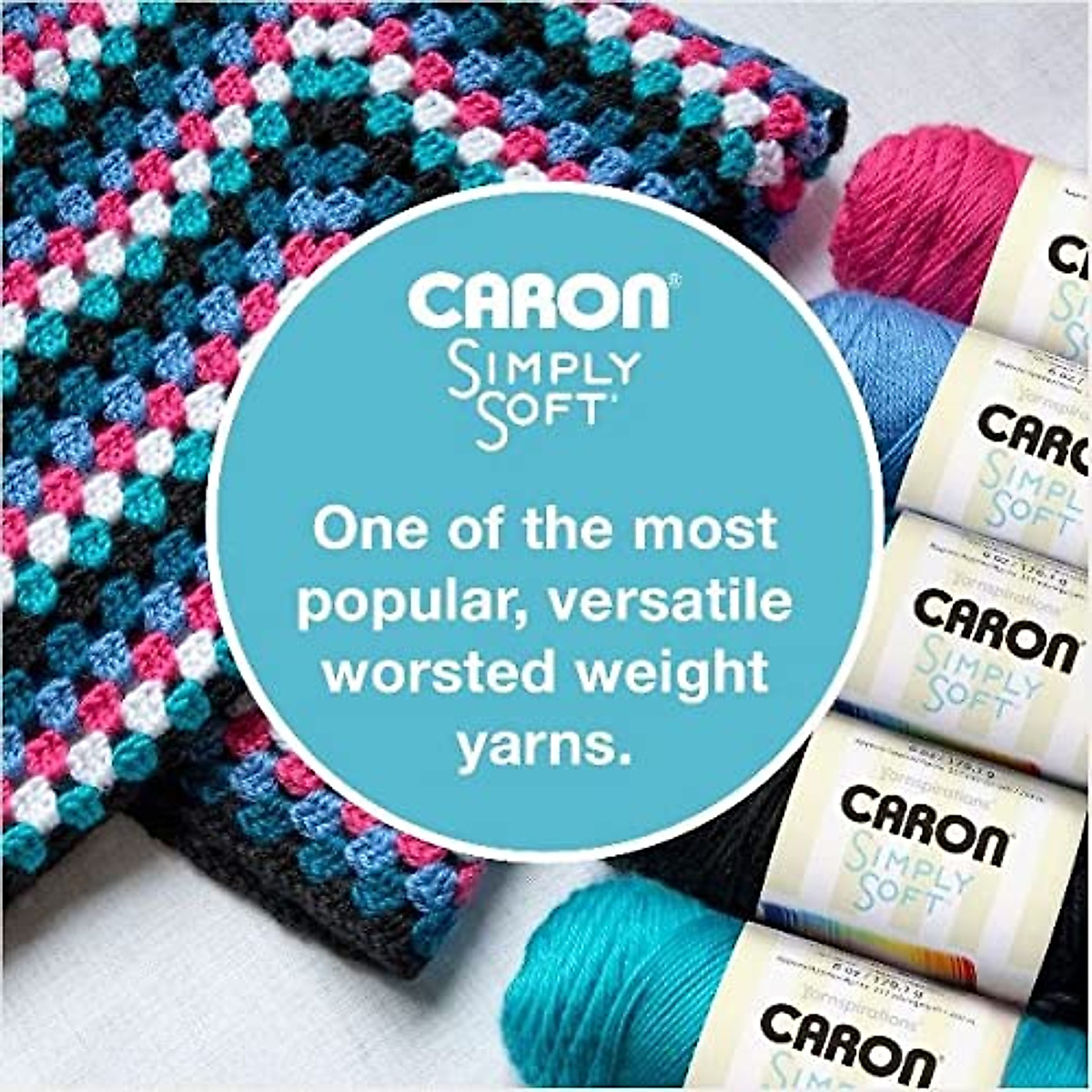 Caron Simply Soft Feathered Gray Yarn - 3 Pack of 170g/6oz - Acrylic - 4 Medium (Worsted) - 315 Yards - Knitting/Crochet